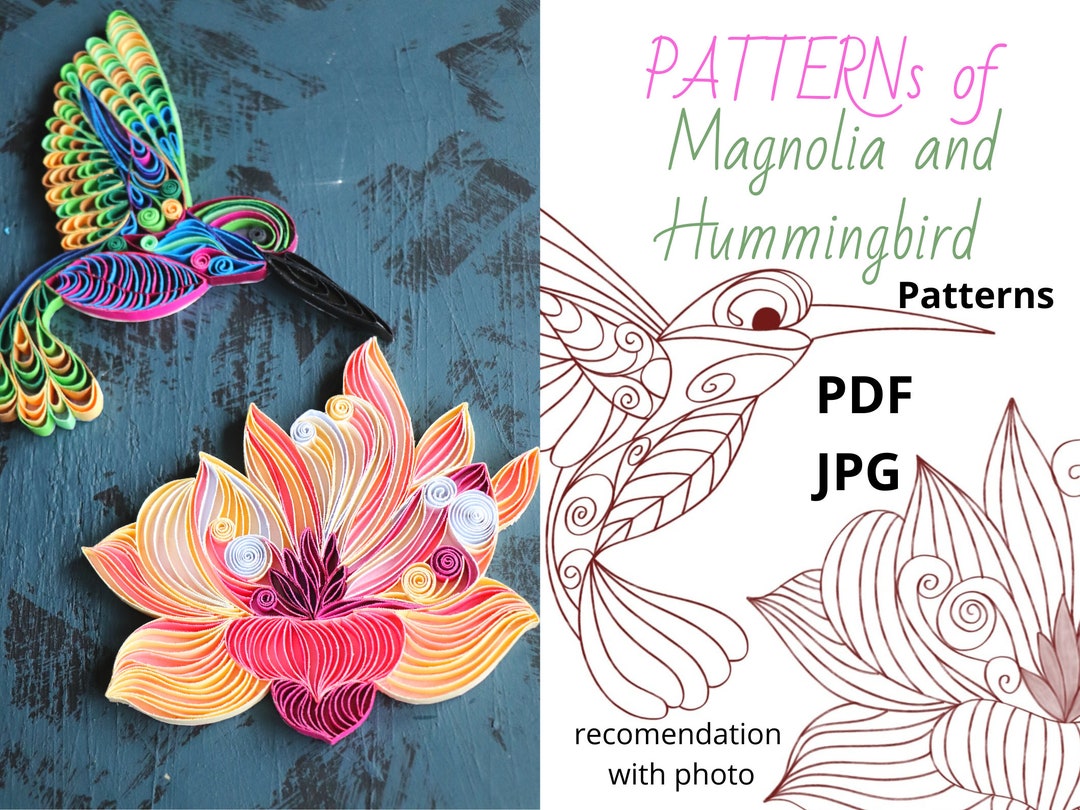 Template Hummingbirds + Magnolia Paper Quilling Artwork, Download ...