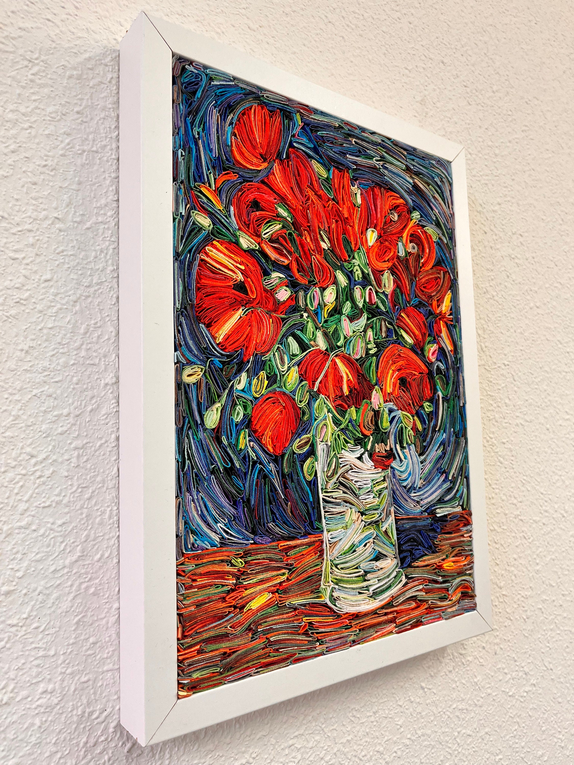Wall Art Quiilling"vase With Poppies"vincent Van Gogh Reproduction,wall ...