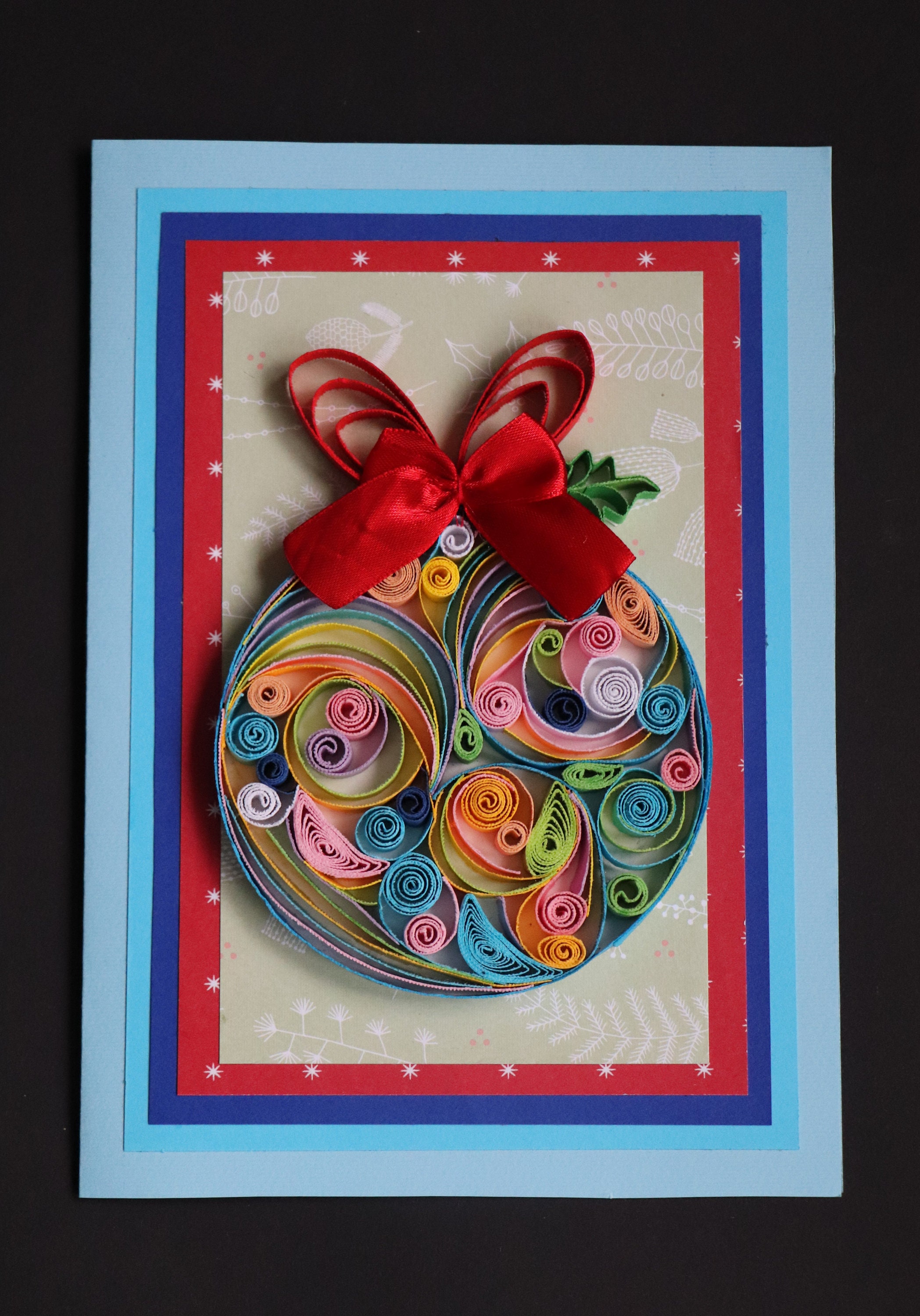 Quilled Christmas Ball Card, 3D Ornament Wishes - Etsy