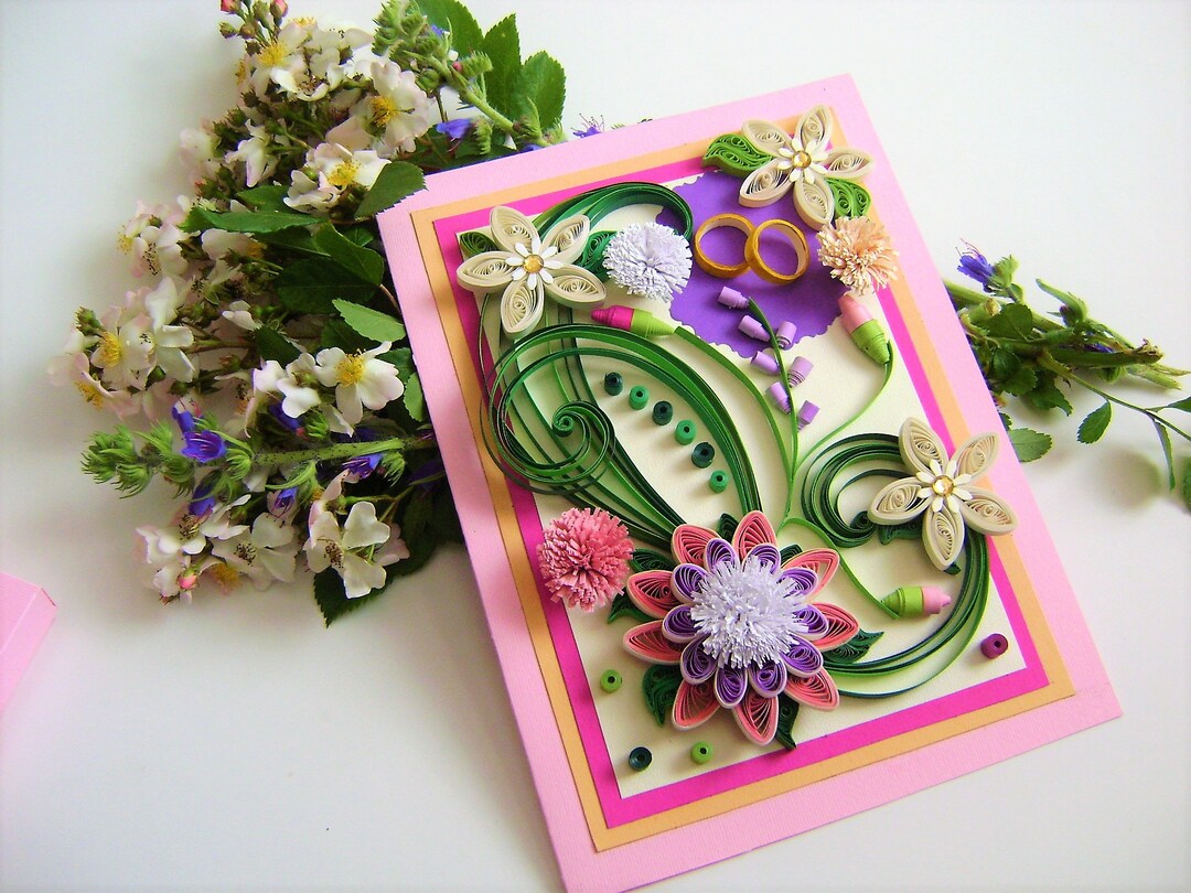 Wedding Card in a Box Handmade Quilled / Quilling Card With Wedding ...