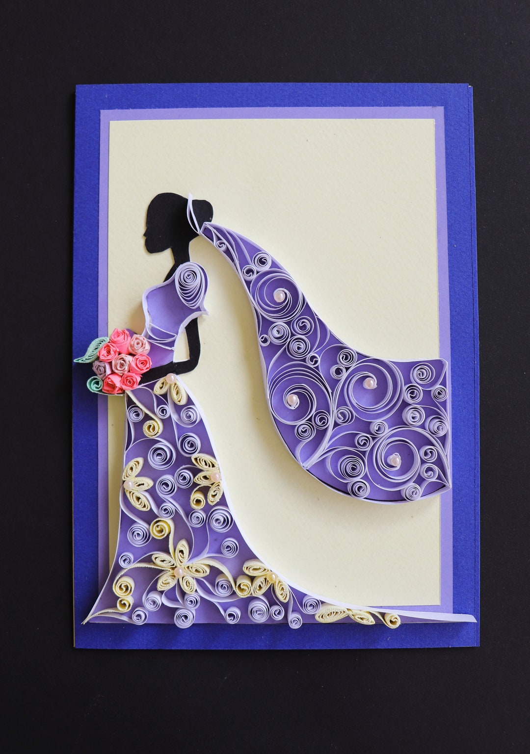 Handmade Quilling Card bouquet of the Bride / - Etsy