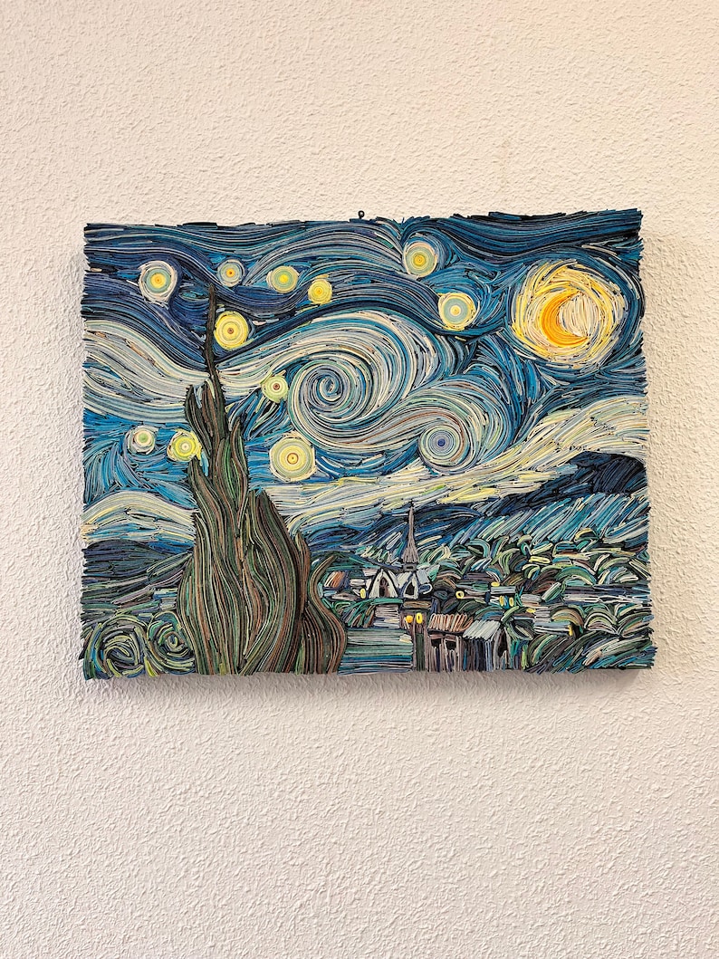 Paper Art "starry Night" - Quilled Paper 3D Art - Quilling Home ...