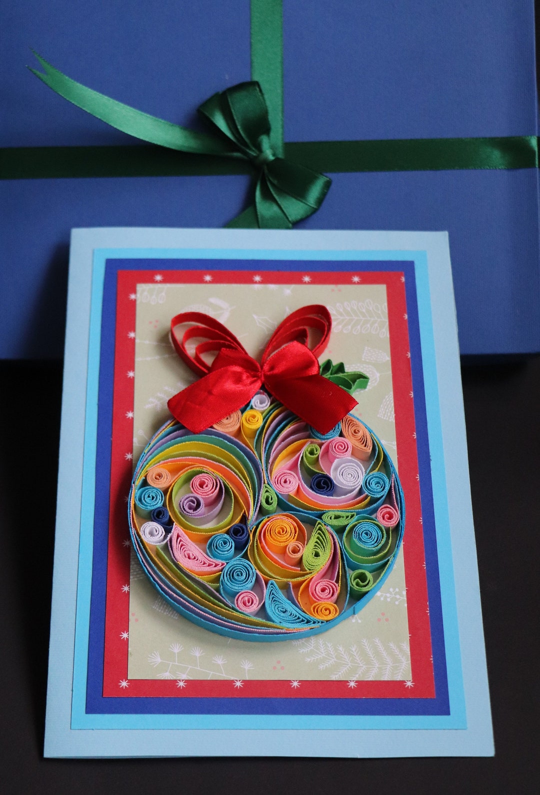 Quilled Christmas Ball Card, 3D Ornament Wishes - Etsy