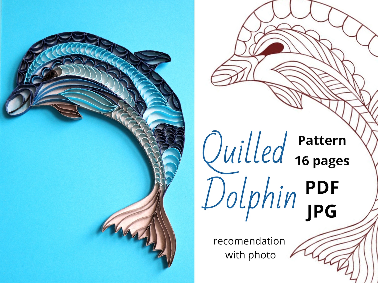 Dolphin Pattern for Crafting Quilled Masterpieces,dive Into Creativity ...