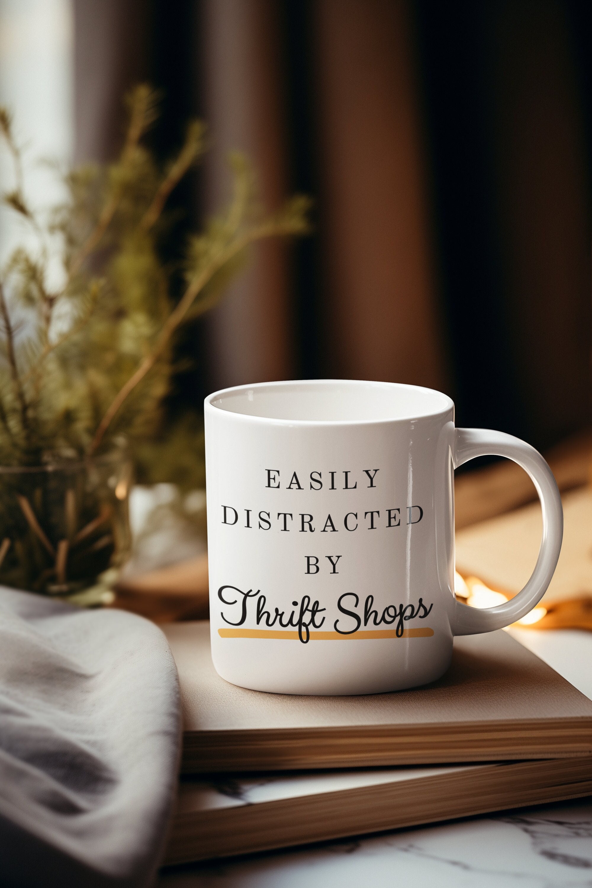 Easily Distracted by Thrift Shops Funny Coffee Mug - 11oz - Perfect ...