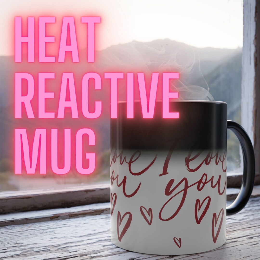 Heat-reactive Color Changing Mug!! Black Mug Changes Color to Reveal "i ...