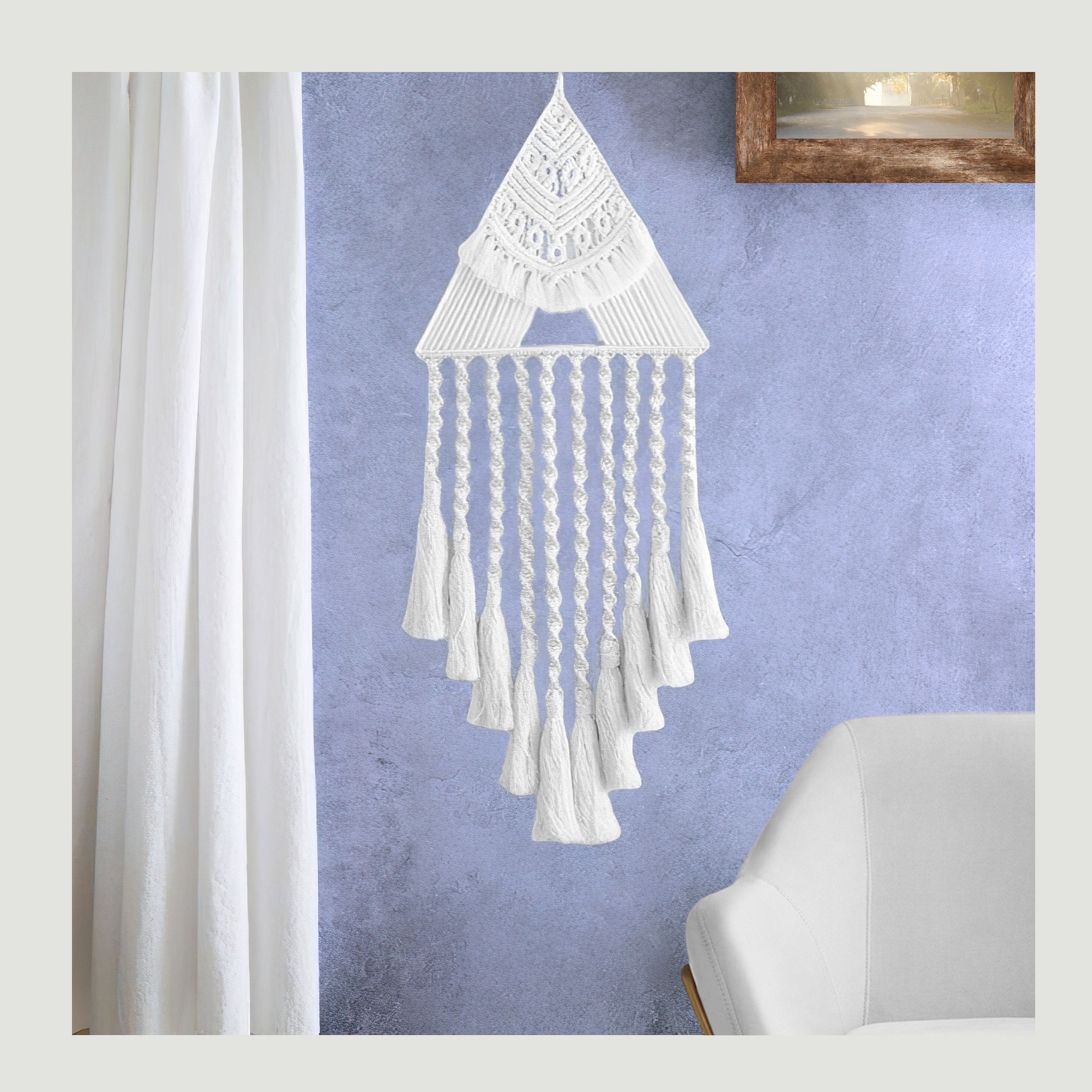 Triangle Macrame Boho Wall Hanging, Boho Wall Art, Handmade Wall Art ...