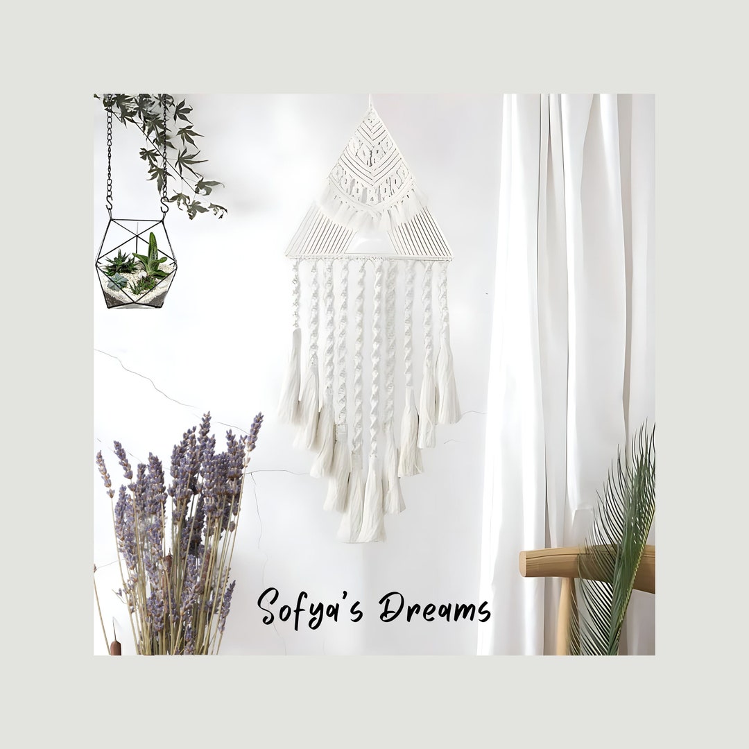 Triangle Macrame Boho Wall Hanging, Boho Wall Art, Handmade Wall Art ...