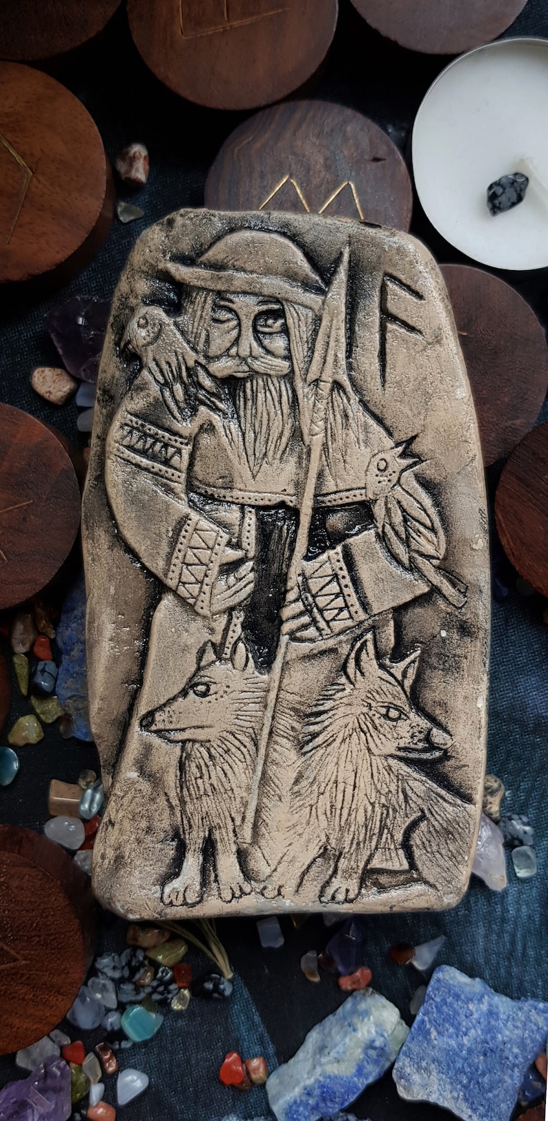 Odin with Geri Freki Hugin and Munin | Etsy