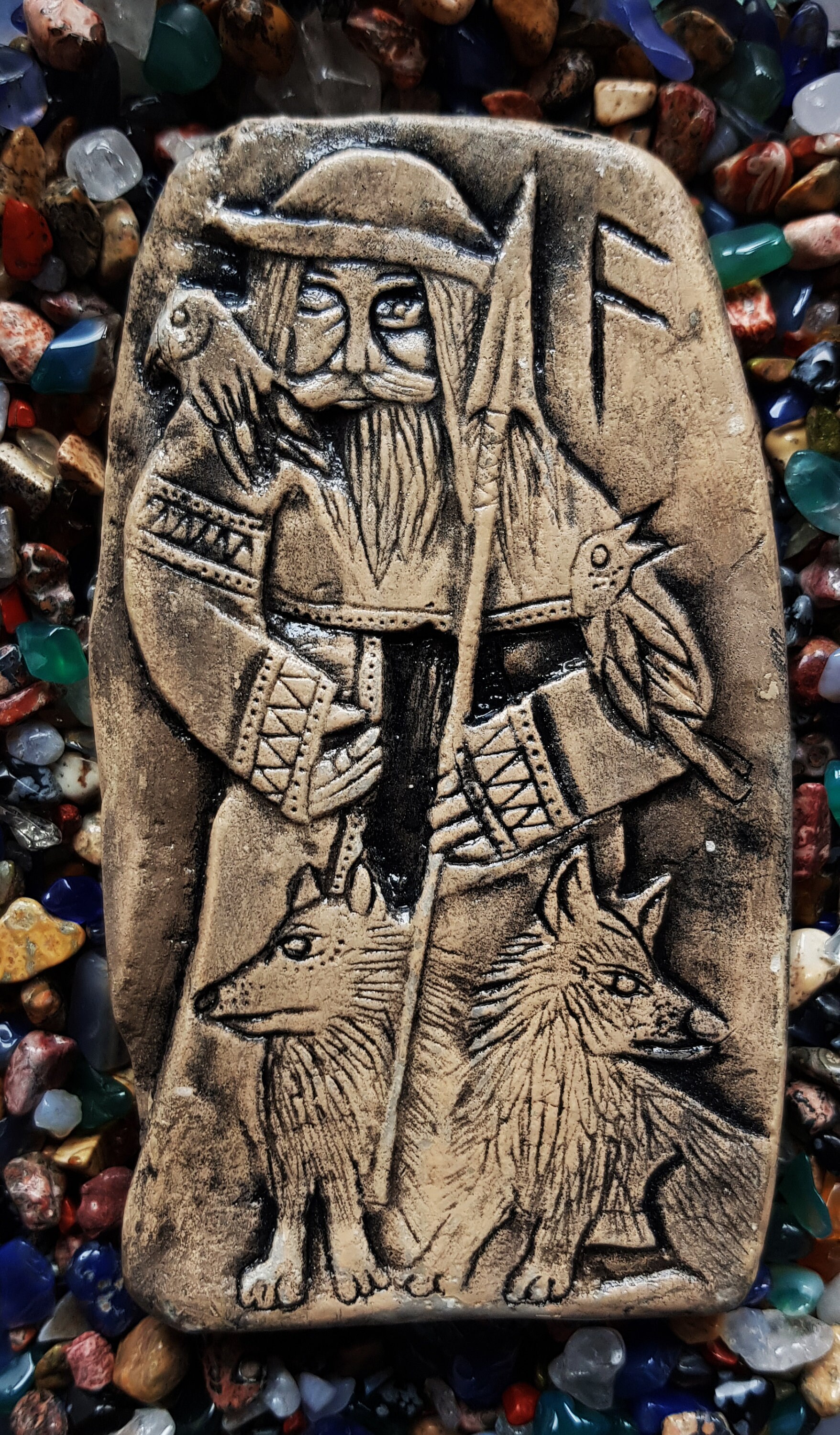 Odin with Geri Freki Hugin and Munin | Etsy