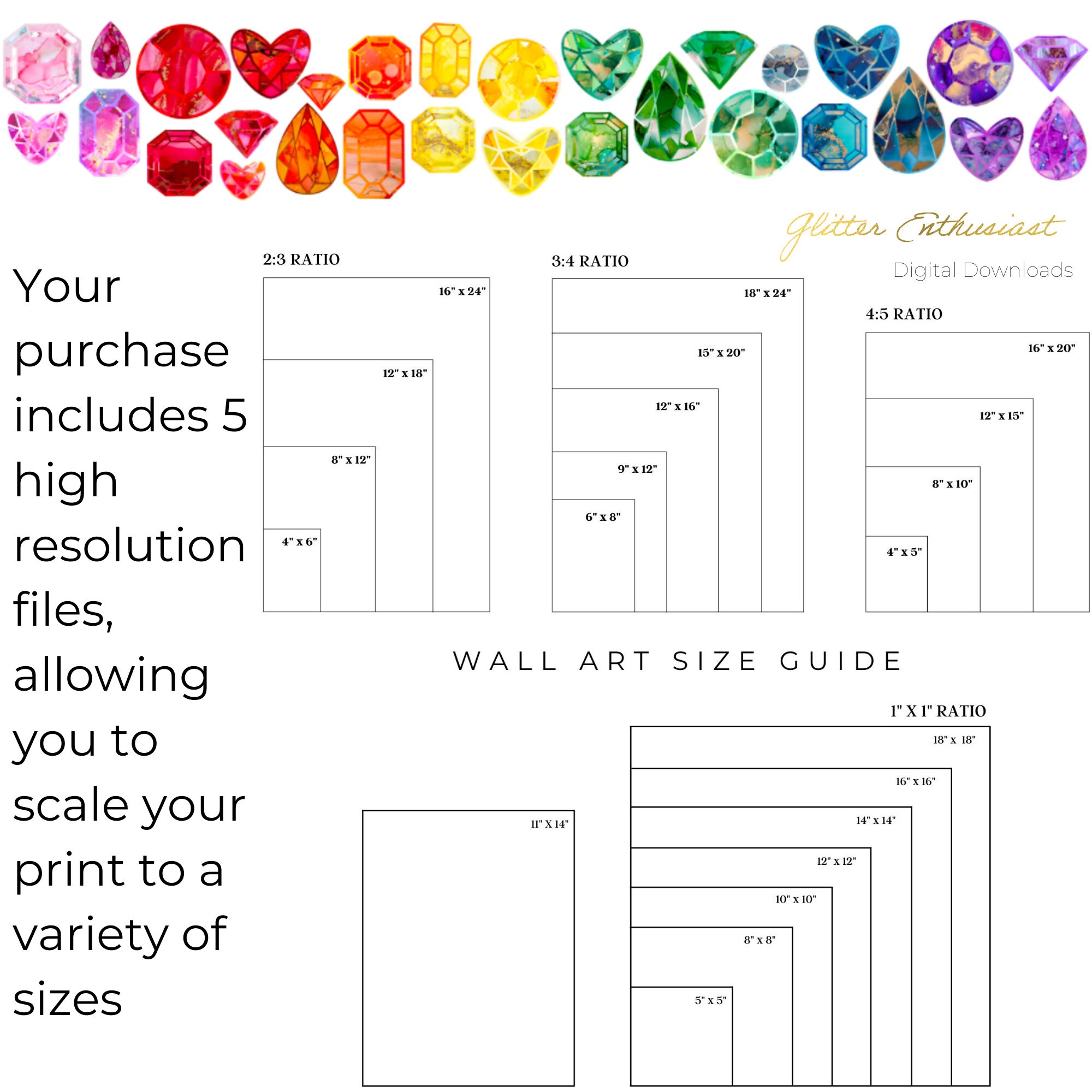 Emerald Printable Art, Crystal Painting, Diamond Poster, Wall Art Print ...