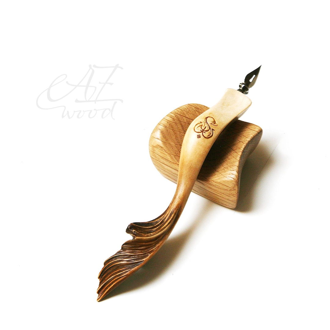 Set "quill" - Ergonomic Straight Pen Holder & Stand for Left-handed - Etsy