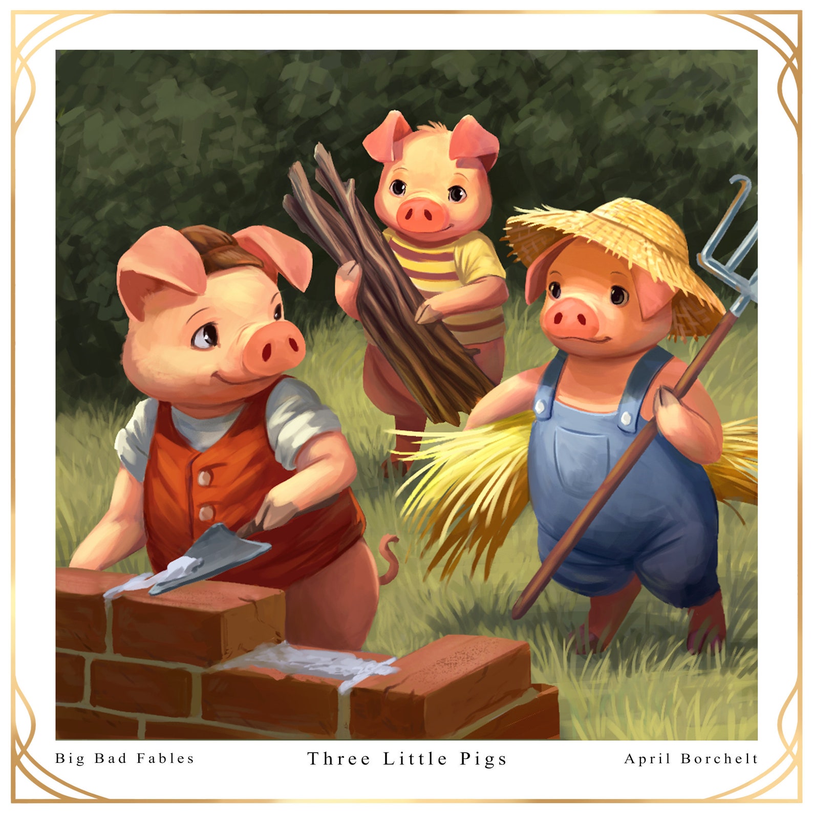 Three Little Pigs Children s Book Fairy Tale Art Print Etsy