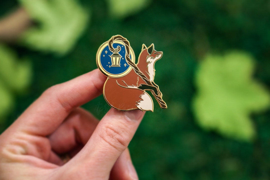 The Lantern and Staff Fantasy Fox Enamel Pin Accessory - Etsy