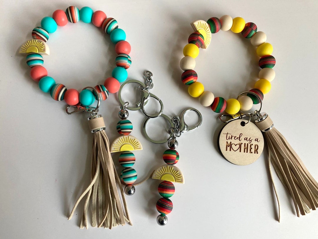 Mayan Sun Serape Women's Keychain With Matching Tassel, Latin Hispanic ...