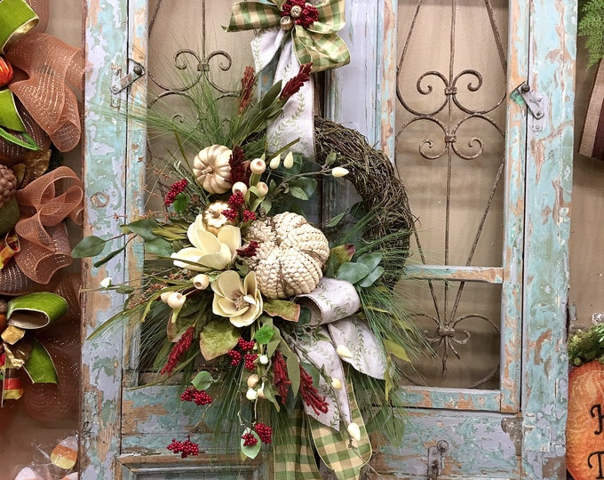 Fall Wreath, Pumpkin Wreath, Fall Door Decor - Etsy