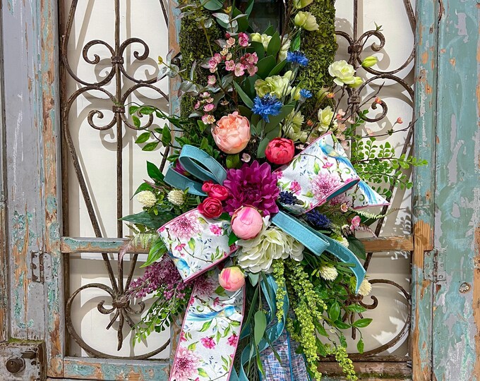 Spring Floral Wreaths, Rectangle Spring Wreath, Spring Wreath, Summer ...