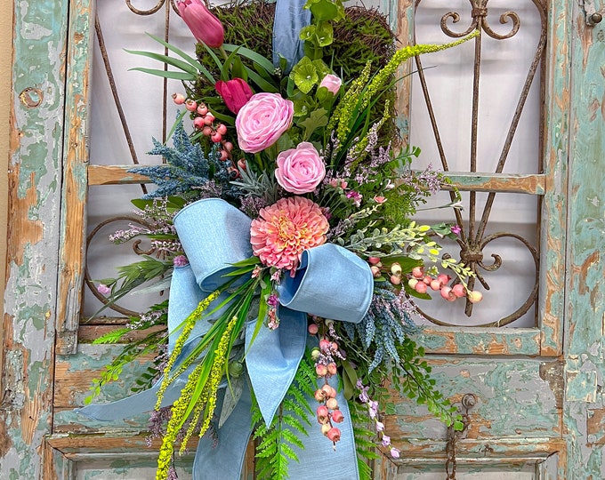 Summer Wreath, Rectangle Wreath, Moss Wreath - Etsy