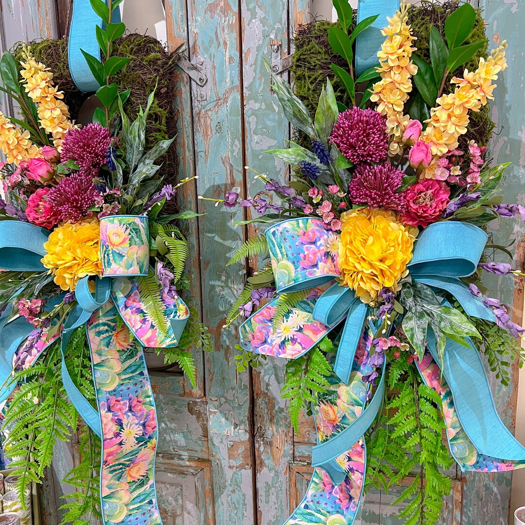 Summer Wreaths, Rectangle Moss Wreath, Spring Wreaths - Etsy