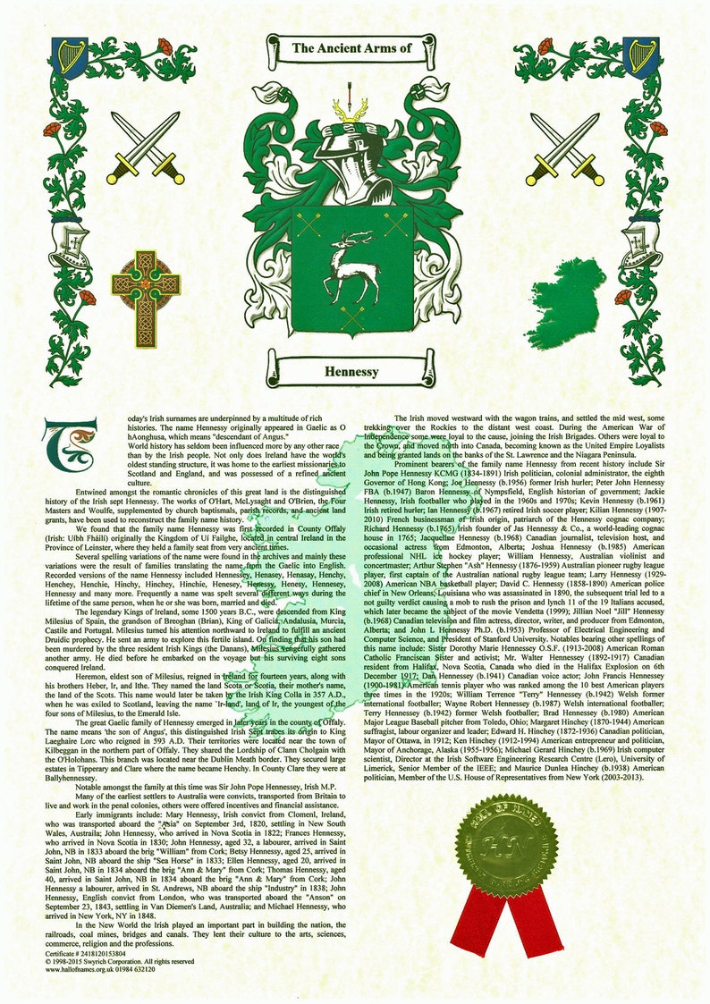 Coat of Arms and Surname History Scroll - Etsy UK