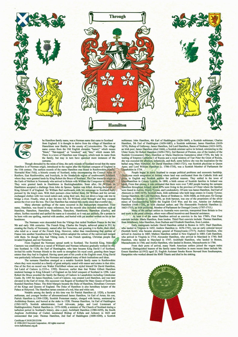 Coat of Arms and Surname History Scroll - Etsy