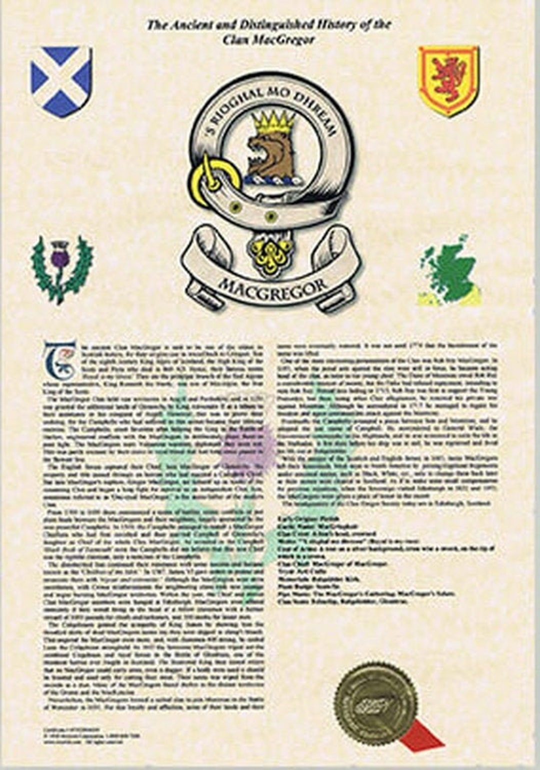 Insignia del clan escocés y pergaminos de historia - Etsy México