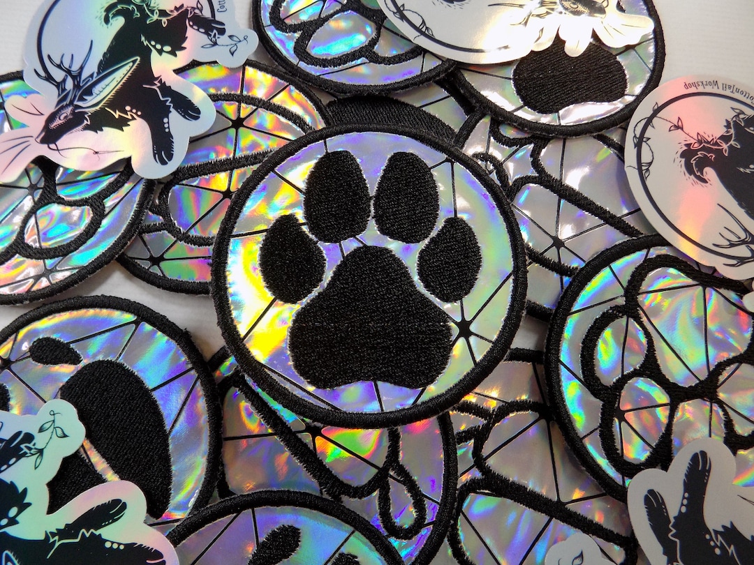 Holographic Paw Print & Cloven Hoof Print Embroidered Iron on Patch - Etsy