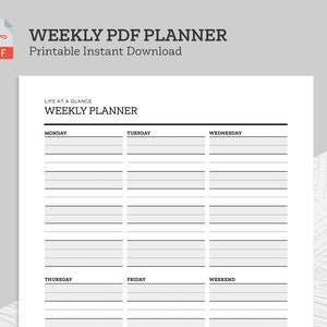 Meal and Menu Printable PDF Planner for Week and Month, Productivity ...