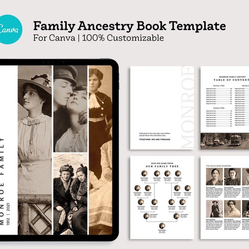 Ancestry Book Template Family Tree Family History and - Etsy