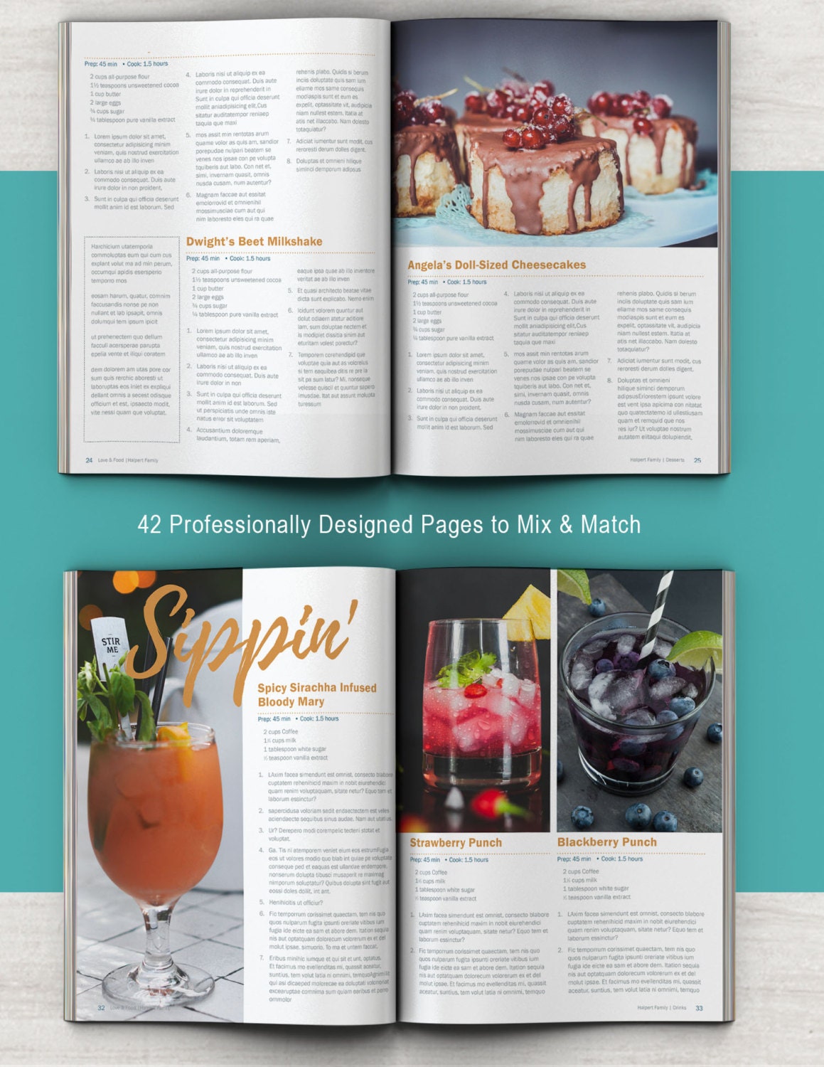 Cookbook and Recipe Template for Adobe Indesign | Instant Printable ...