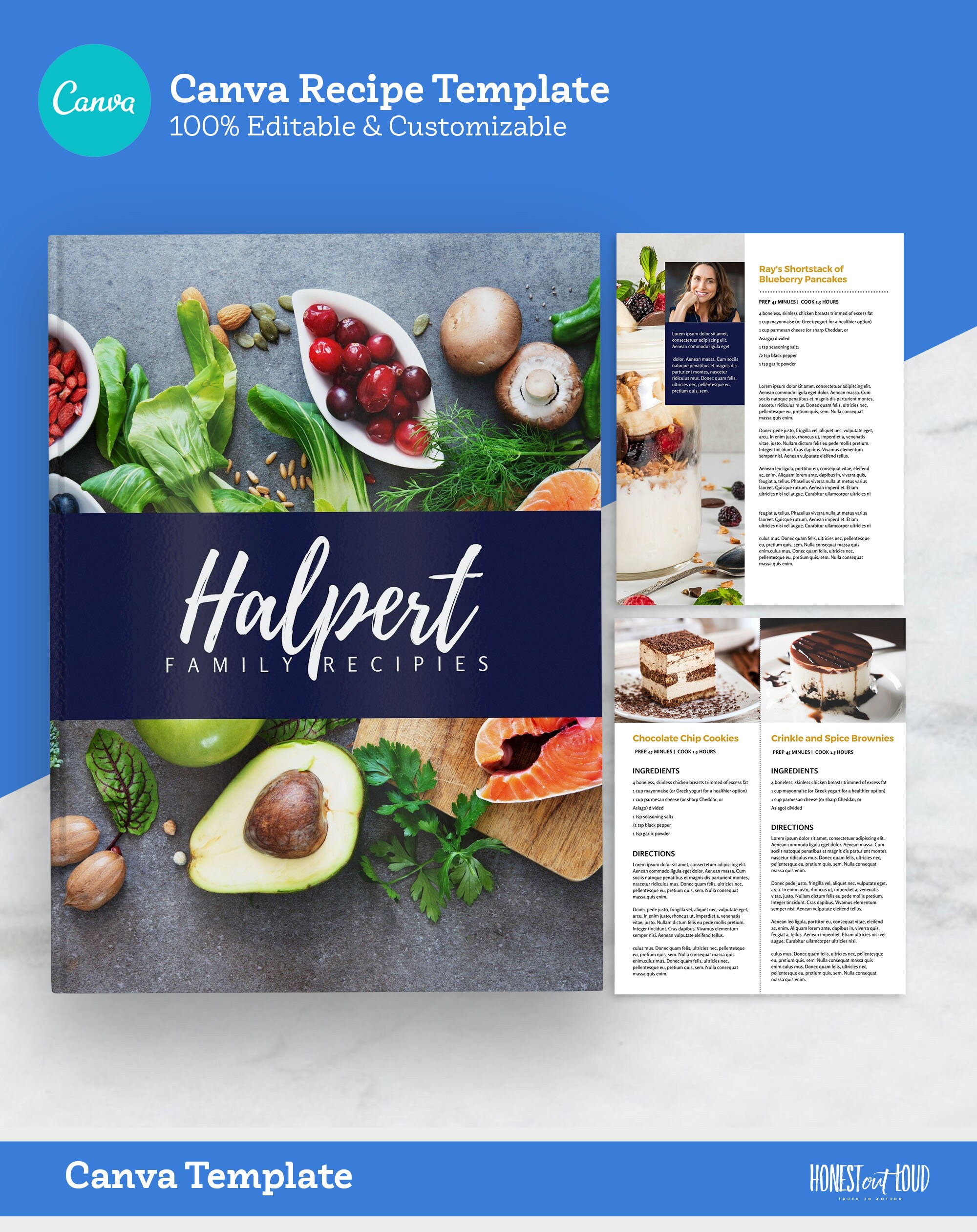 Canva Cookbook Recipe Template US Letter & A4 Sizes Custom - Etsy