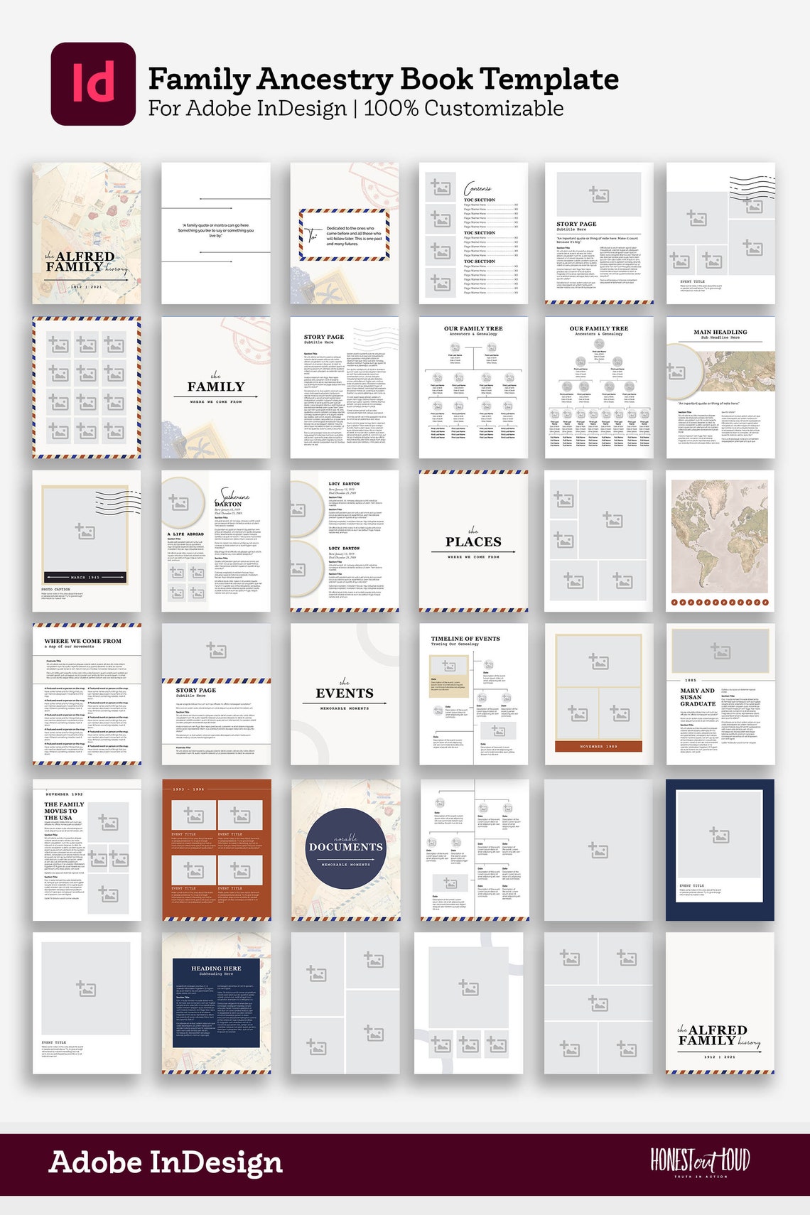 Ancestry Book Template | Family Tree Family History Genealogy Book ...