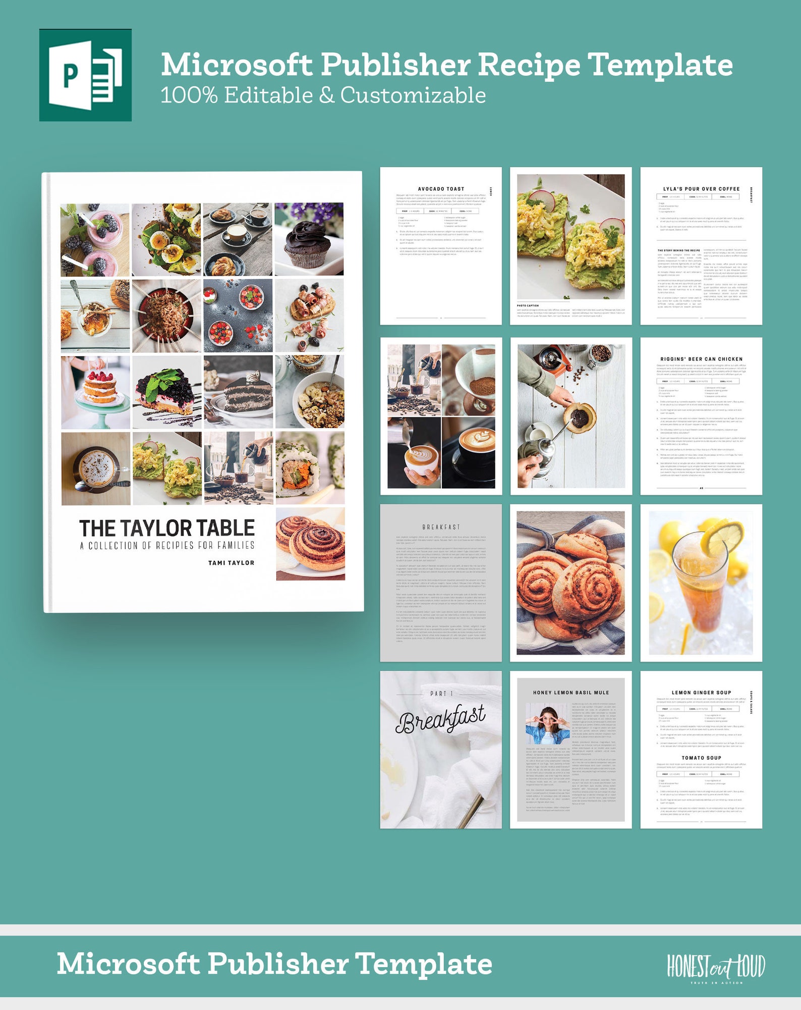 Cookbook / Recipe Template for Microsoft Publisher | Instant Printable ...