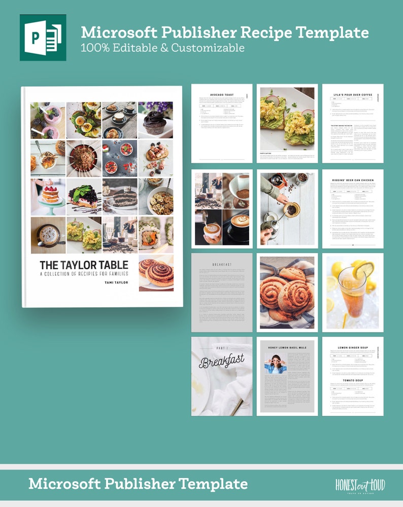 Cookbook / Recipe Template for Microsoft Publisher | Instant Printable ...