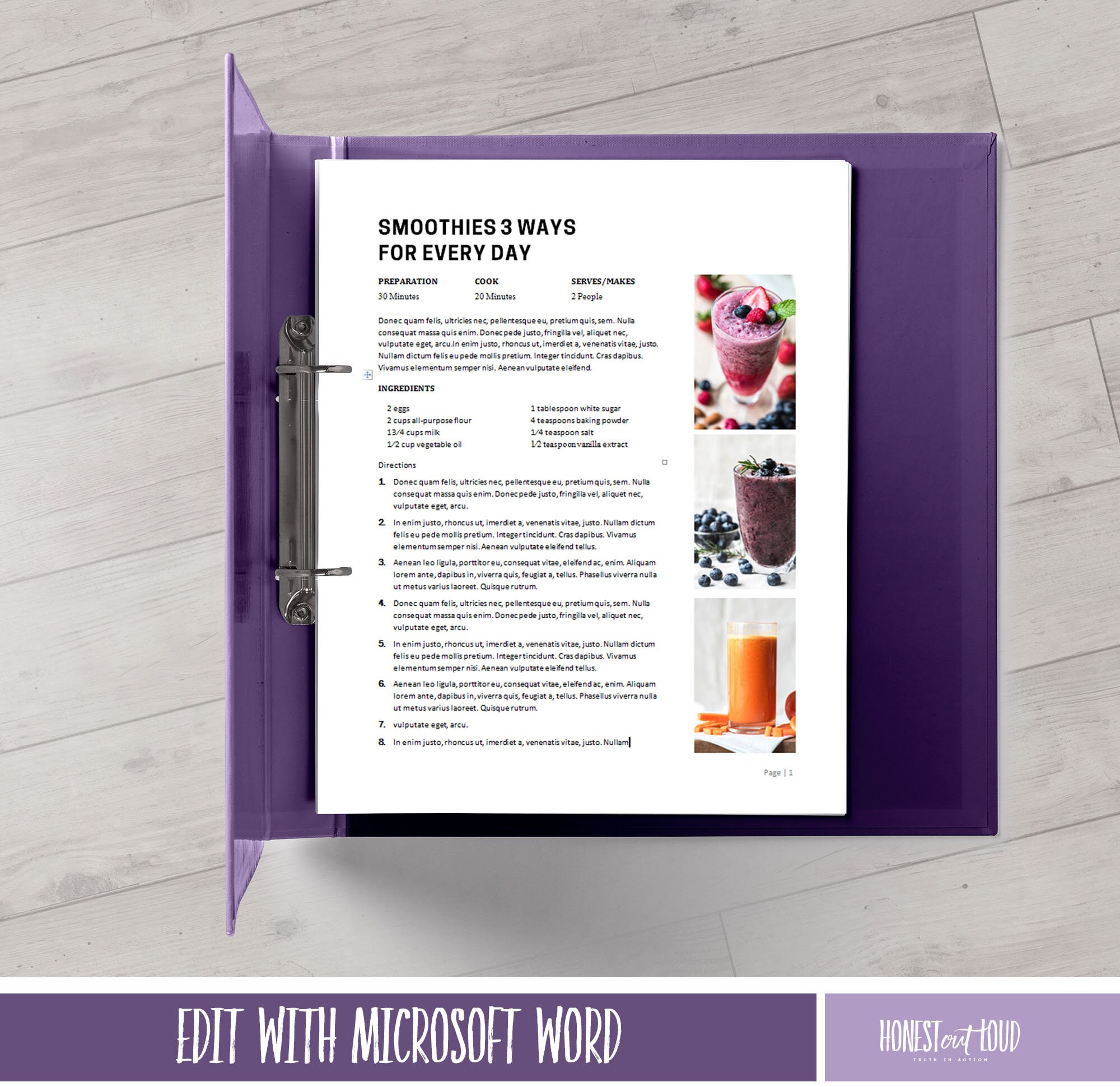 Editable Recipe Template Printable, Recipe Binder Printable, Cookbook ...