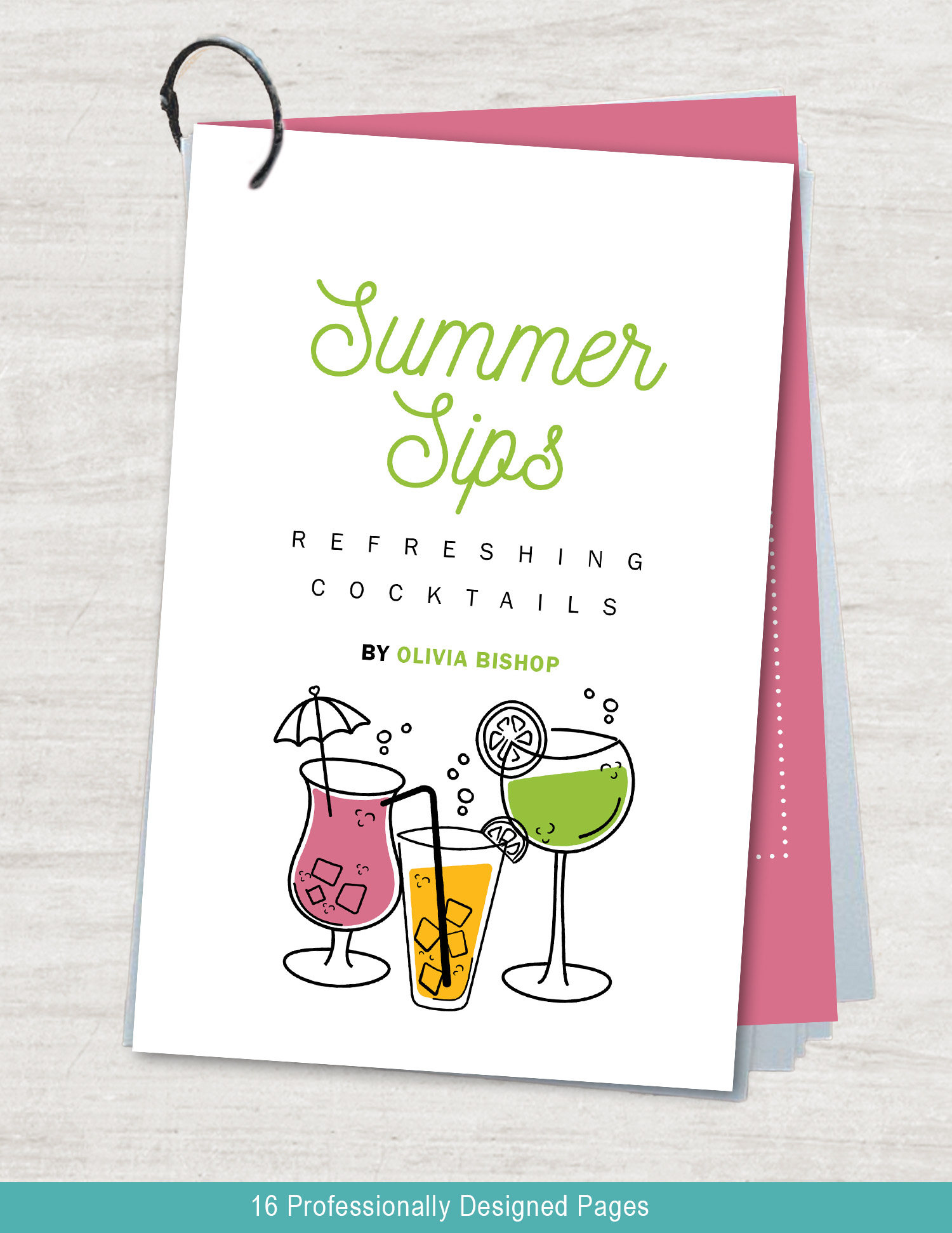 Printable Cocktail Recipe Template for Adobe Indesign | Instant ...