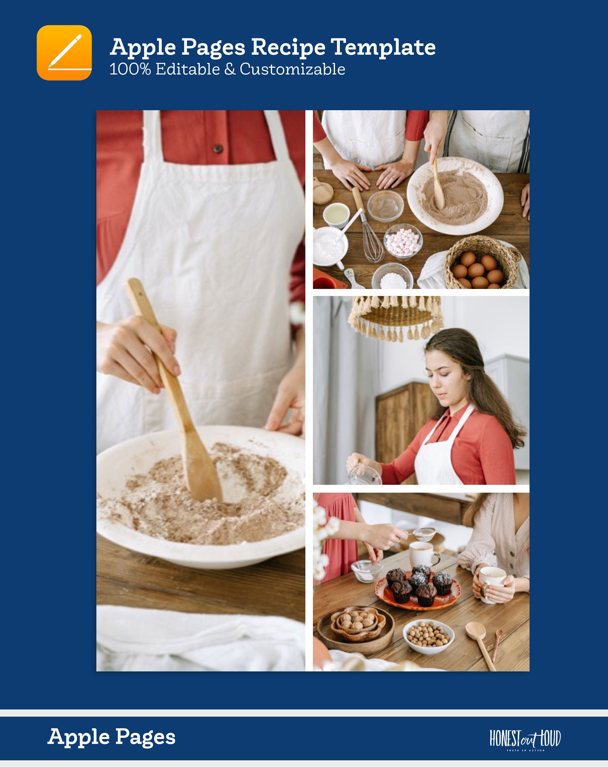 Cookbook & Recipe Template for Apple Pages - Mini Book | Letter 8.5"x11 ...