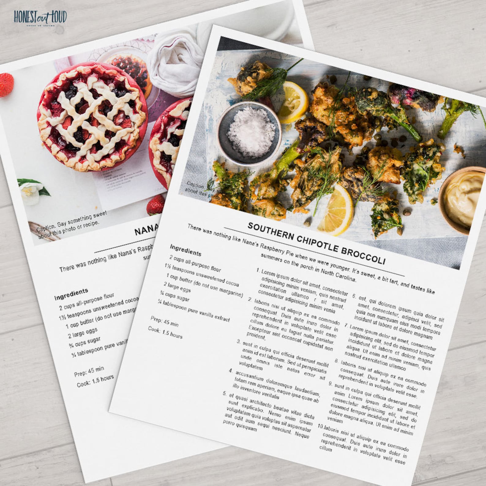 Photoshop Printable Recipe Template - US Letter 8.5x11 and A4 Instant ...