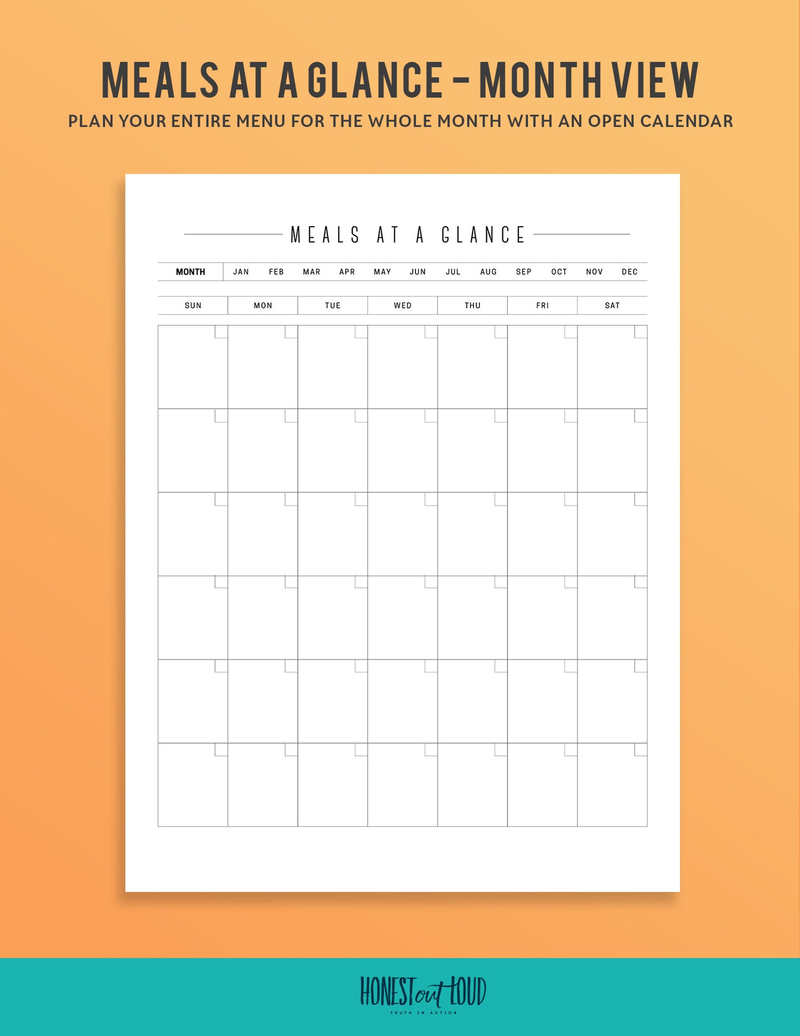 Meal and Menu Printable PDF Planner for Week and Month, Productivity ...