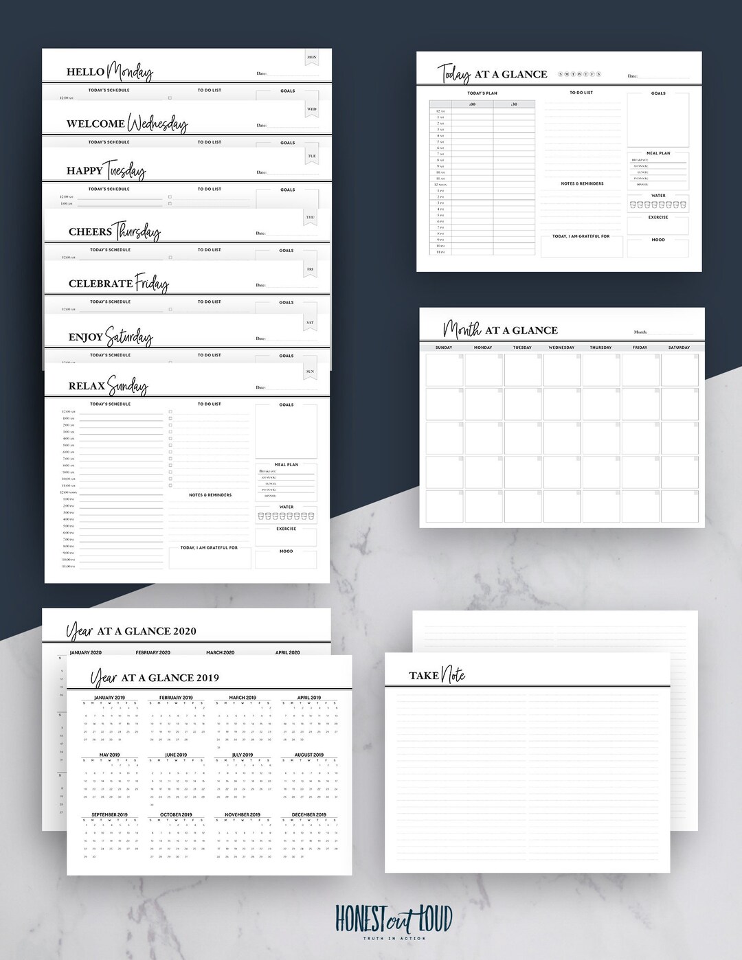 Printable PDF Planner for 2020-2021 Day, Week, Month, Productivity ...