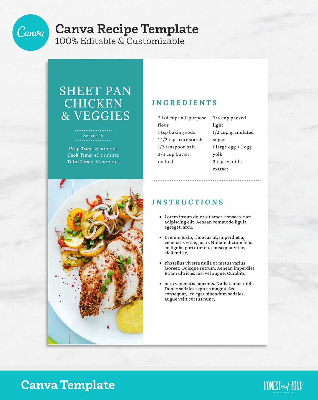 Canva Recipe Book Template and Family Cookbook Template Printable - US ...