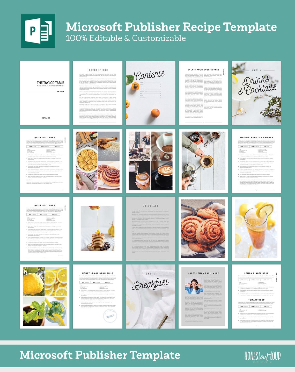 Cookbook / Recipe Template for Microsoft Publisher Instant Printable ...