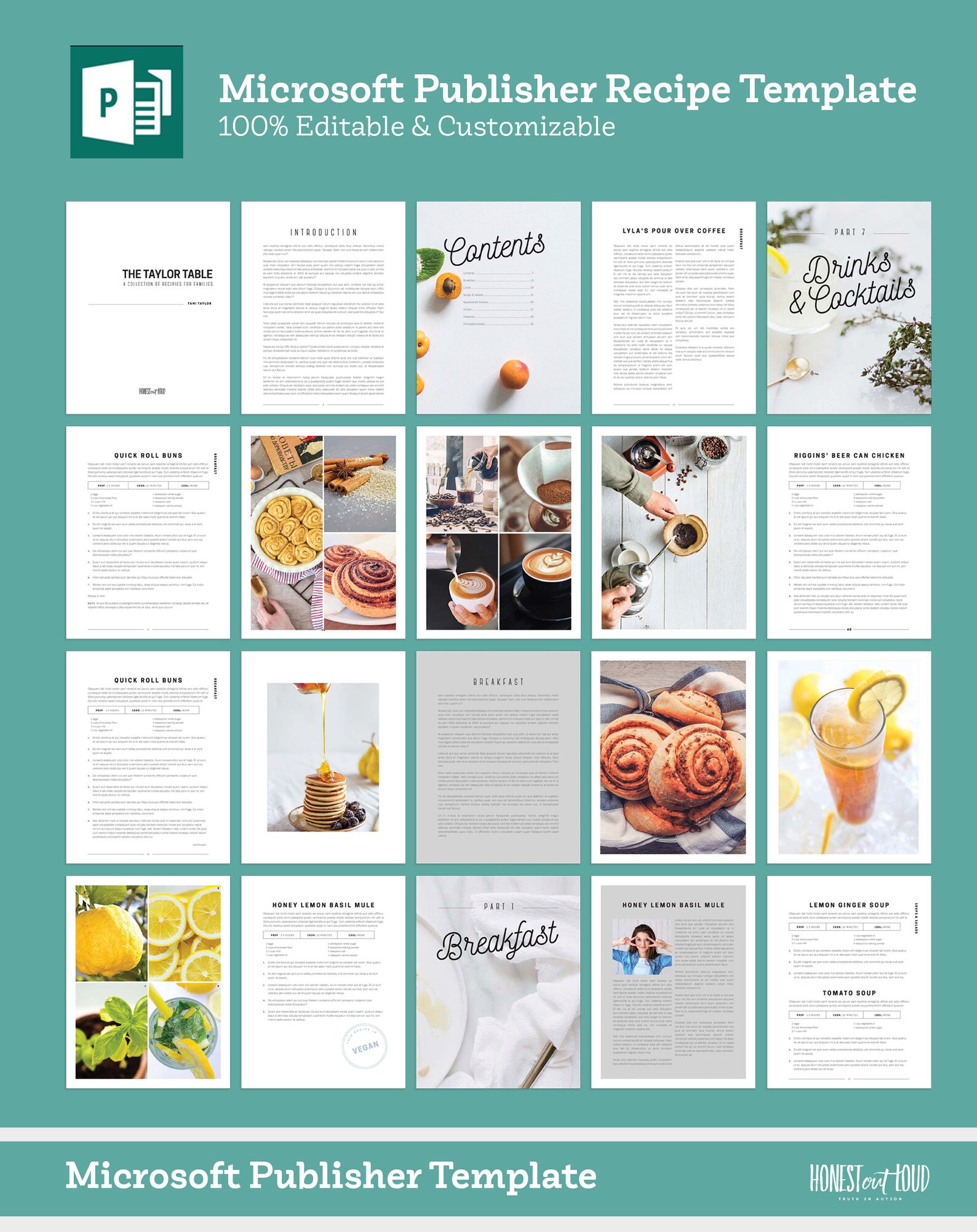Cookbook / Recipe Template for Microsoft Publisher | Instant Printable ...