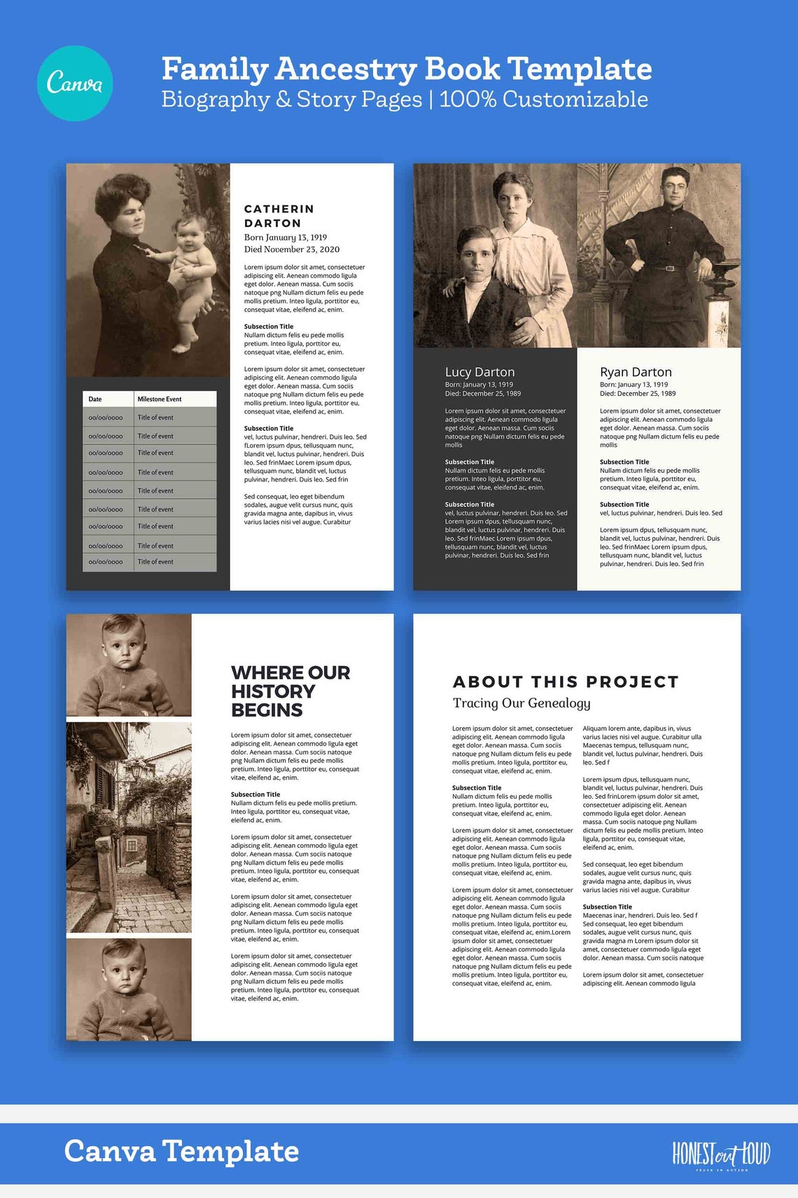 Ancestry Book Template Family Tree Family History and - Etsy