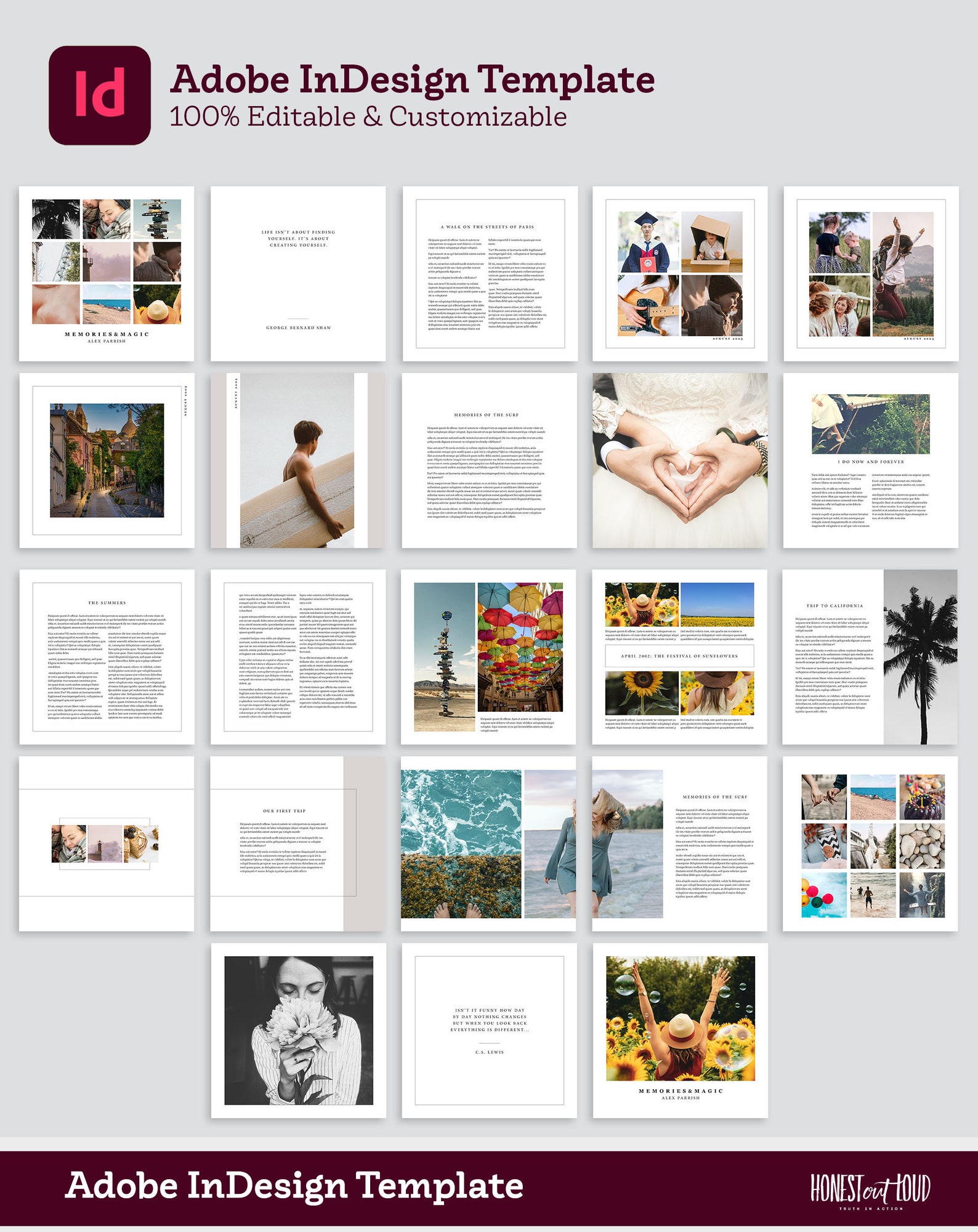 Memory Book Photo Template - DIY 10x10 Editable Keepsake Book | Adobe ...