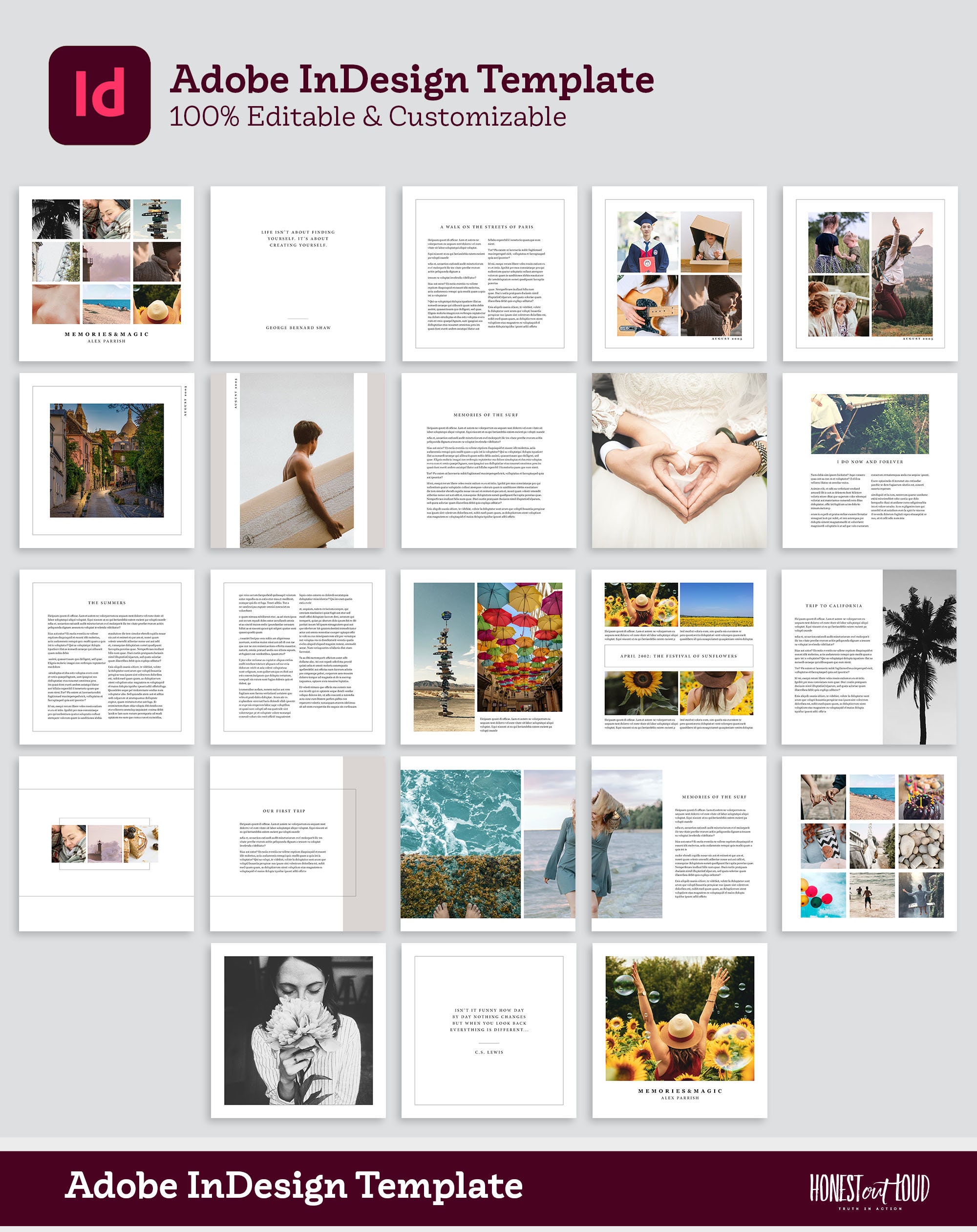 Memory Book Photo Template - DIY 10x10 Editable Keepsake Book | Adobe ...