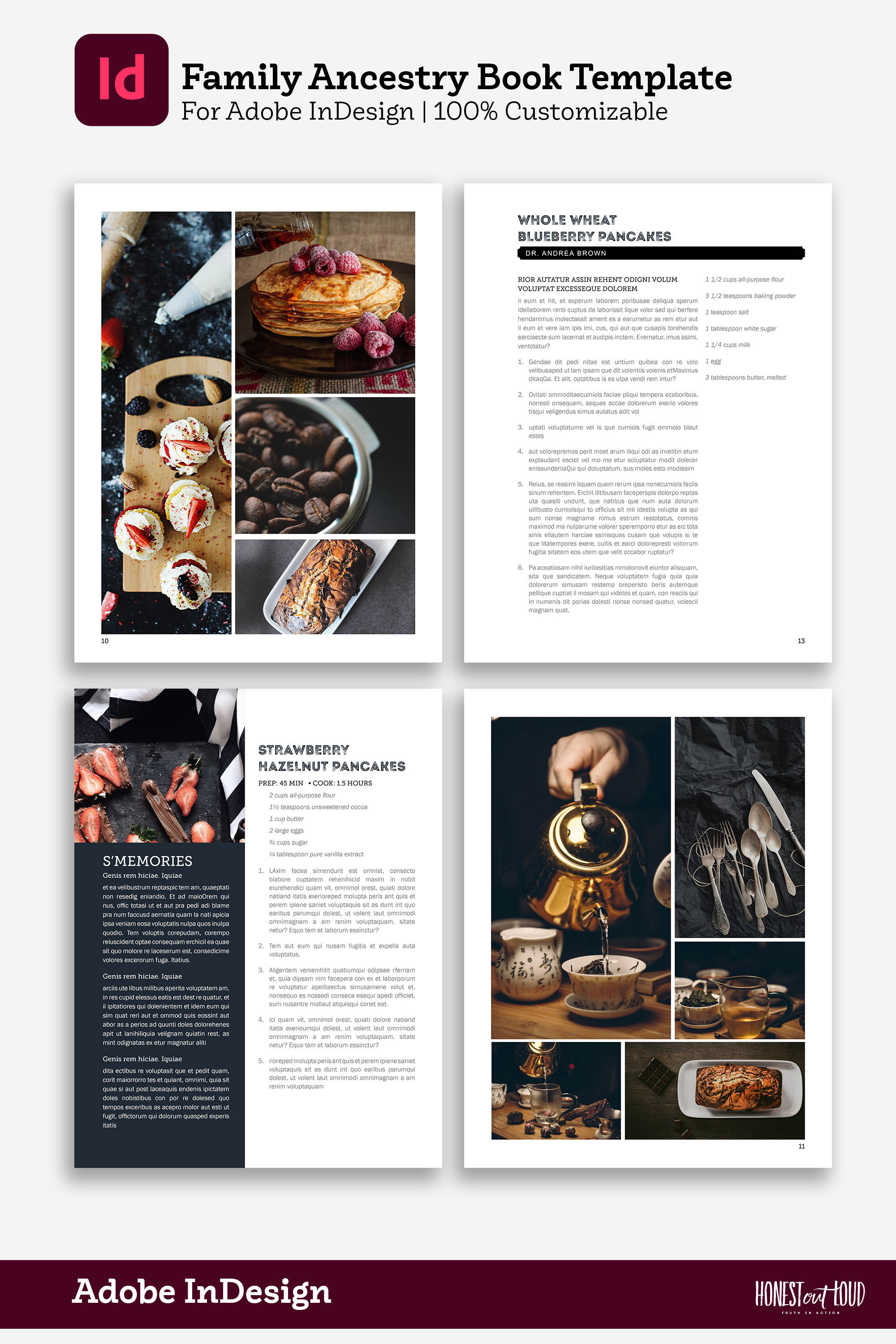 Cookbook and Recipe Template for Adobe Indesign Instant Printable ...