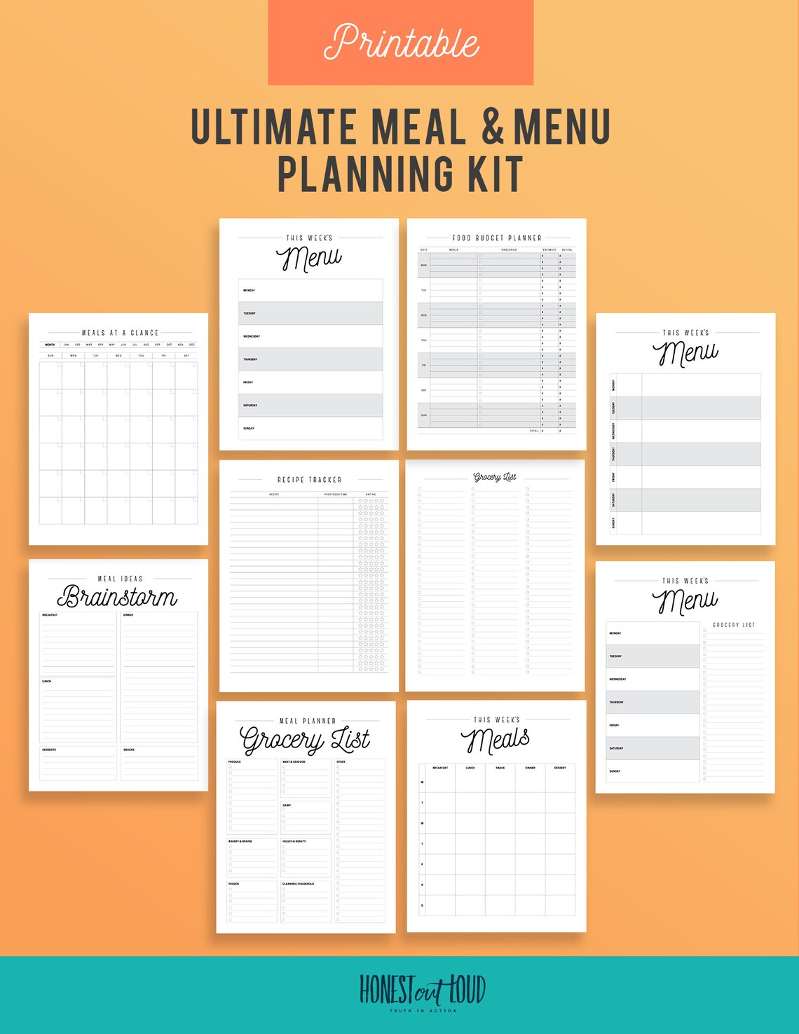 Meal and Menu Printable PDF Planner for Week and Month - Etsy Canada