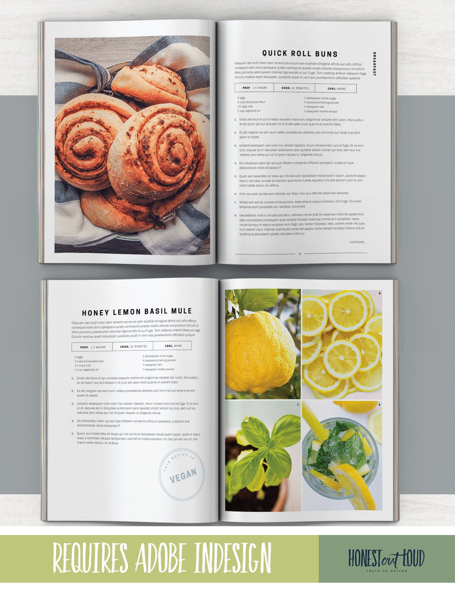Cookbook and Recipe Template for Adobe Indesign Instant Printable ...