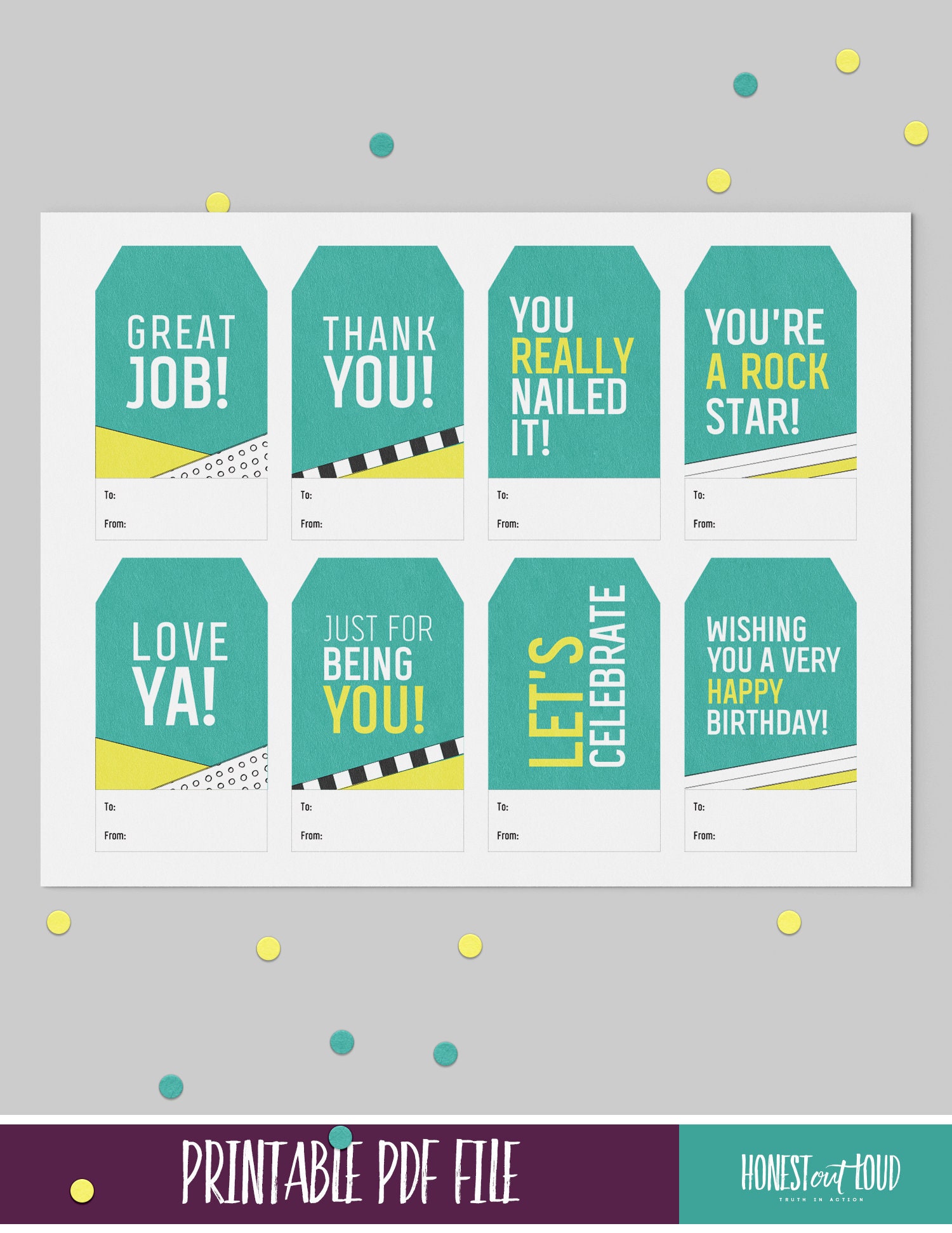 Printable PDF Tags Celebration Congratulations Instant - Etsy